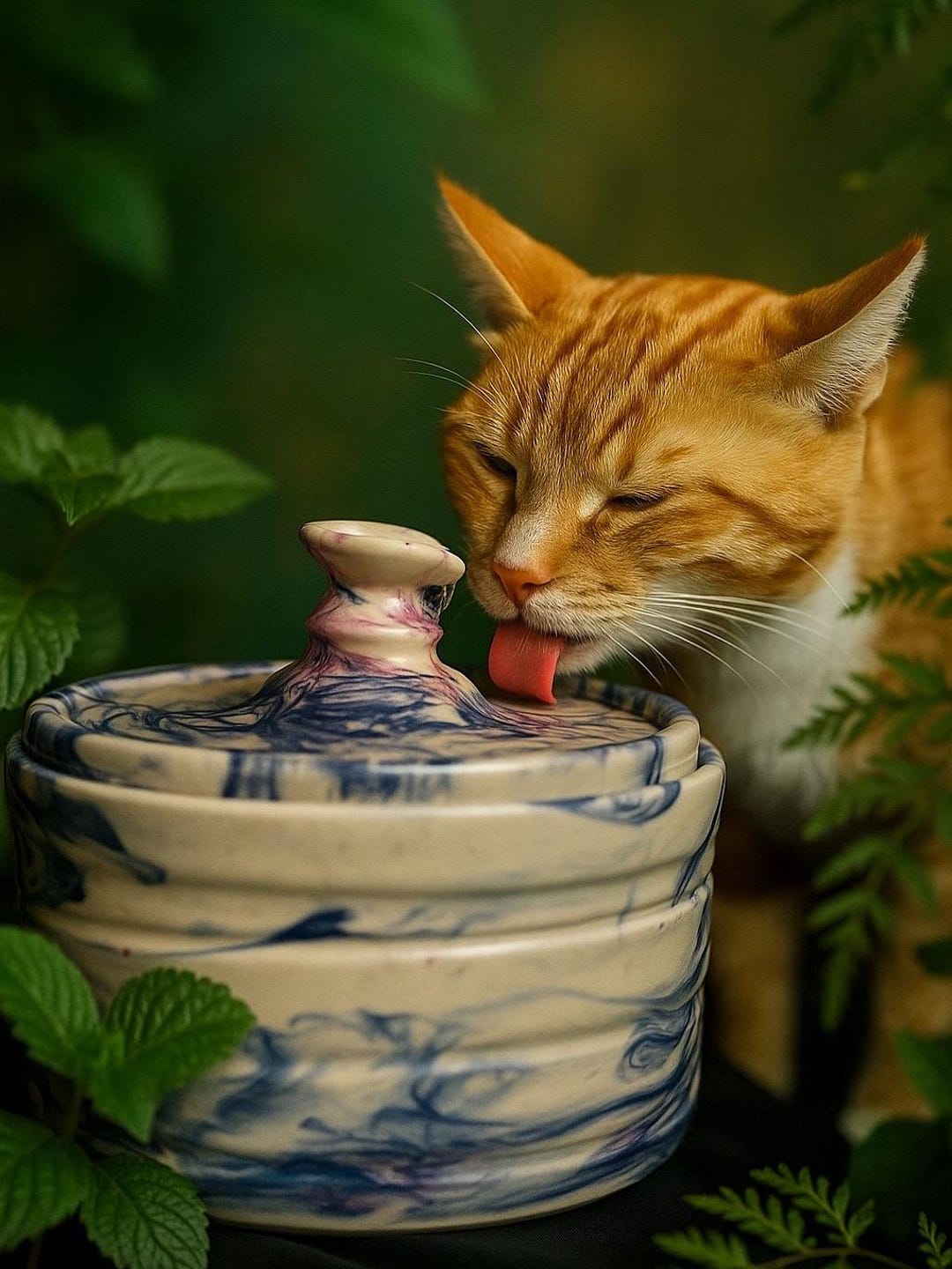 Handmade Ceramic Cat Water Fountain – Natural Pottery Waterfall Bowl ...