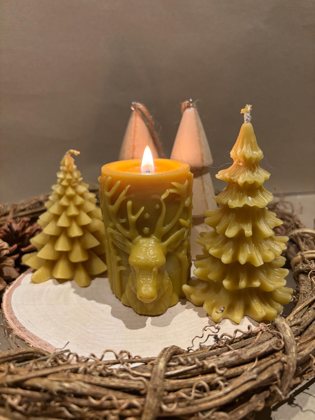 100% Pure Beeswax Christmas Candles - Etsy UK