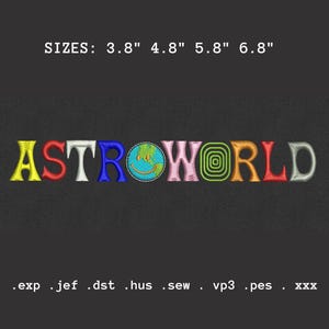 Astroworld Machine Embroidery Design,travis Scott Embroidery Pattern ...