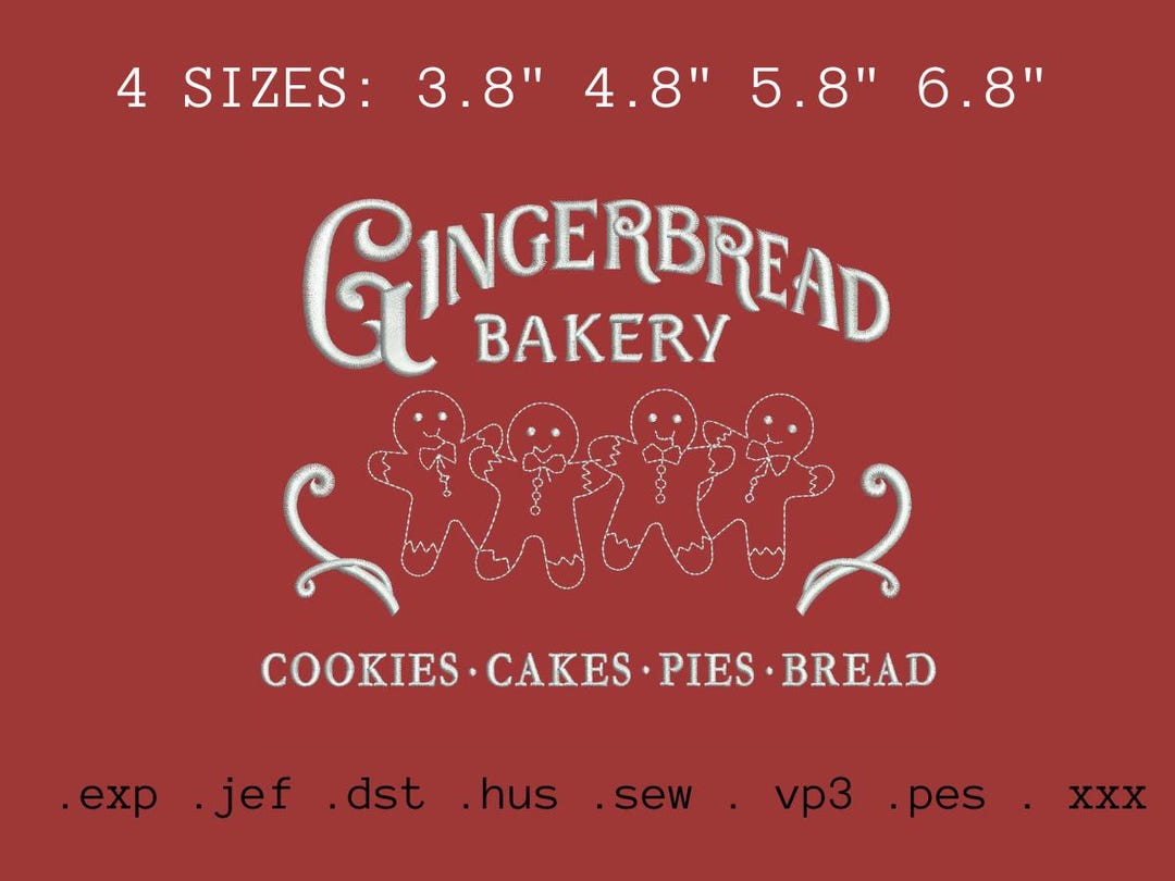 Gingerbread Bakery Embroidery Design,christmas Embroidery File,trendy ...