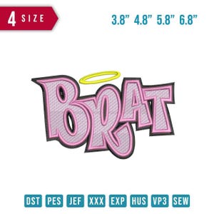 Brat Embroidery Design, Machine Embroidery Design, 4 Sizes, Instant ...