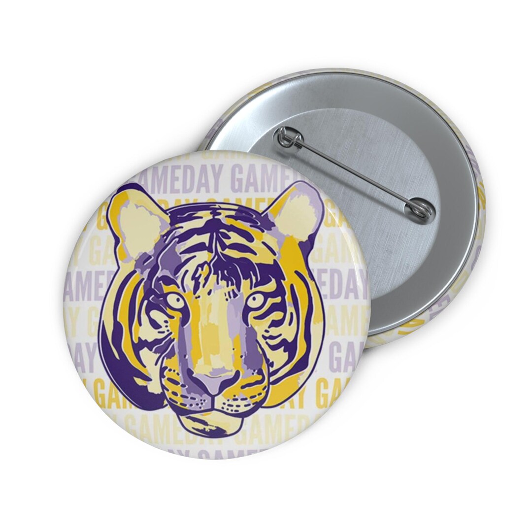 LSU Tiger Gameday Pin, Purple and Yellow College Football Button ...