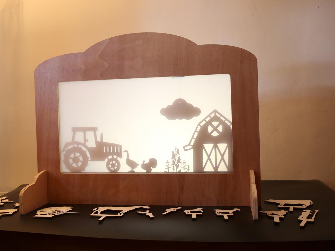 Farm Yard Shadow Puppet Theatre, Wooden Farm Animal Shadow Puppets ...