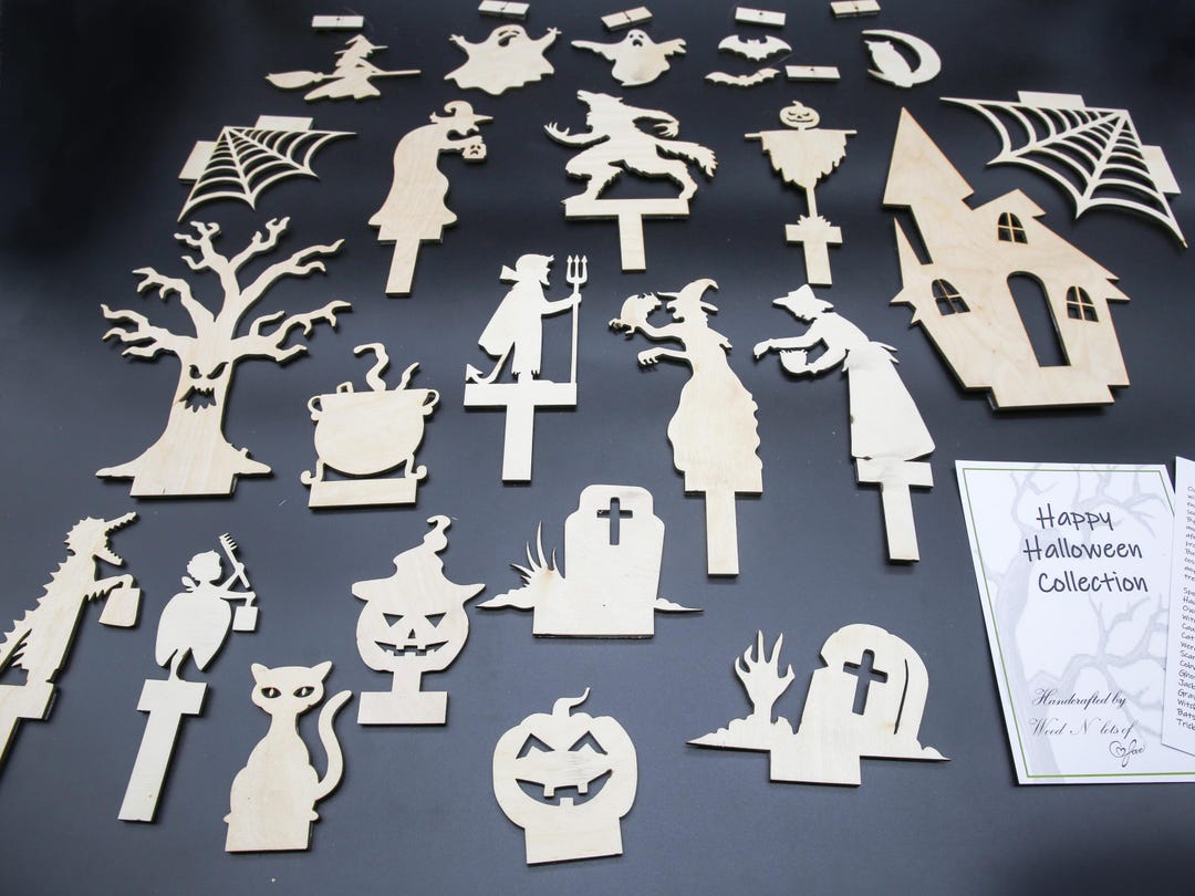 Halloween Shadow Puppets, Spooky Wooden Puppet Set - Etsy