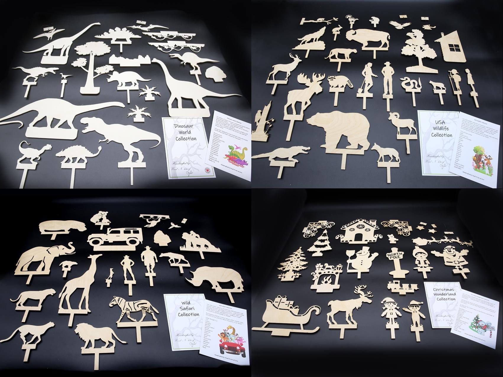 Safari Animal Puppets, Jungle Shadow Puppets, Wooden Puppet Set ...