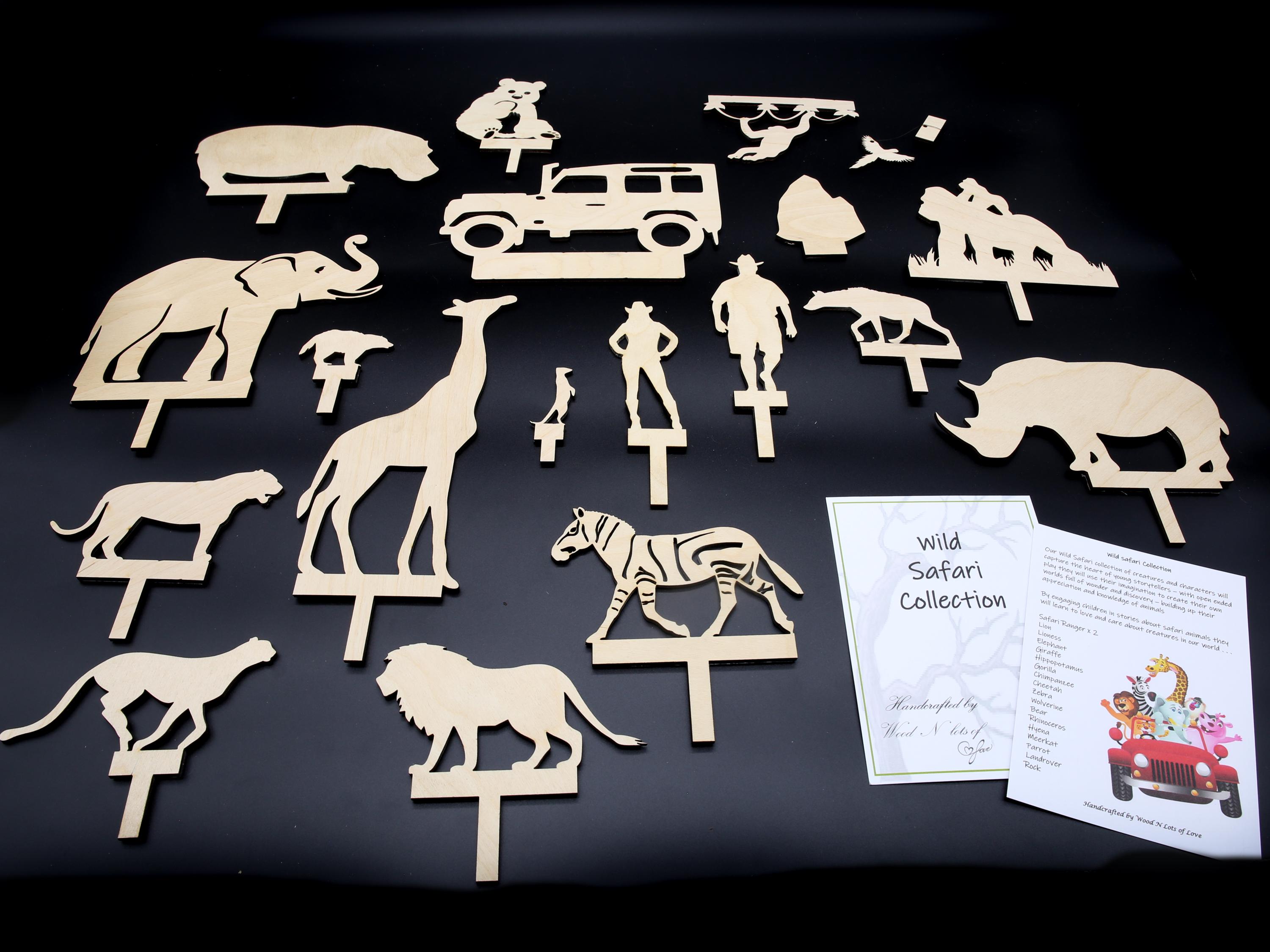 Safari Animal Puppets, Jungle Shadow Puppets, Wooden Puppet Set ...