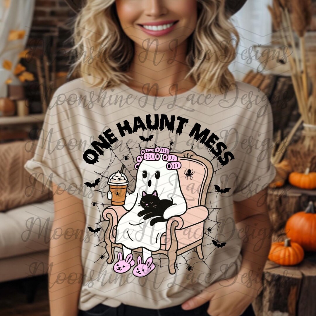 One HAUNT Mess Cute Ghost, PNG File - Etsy