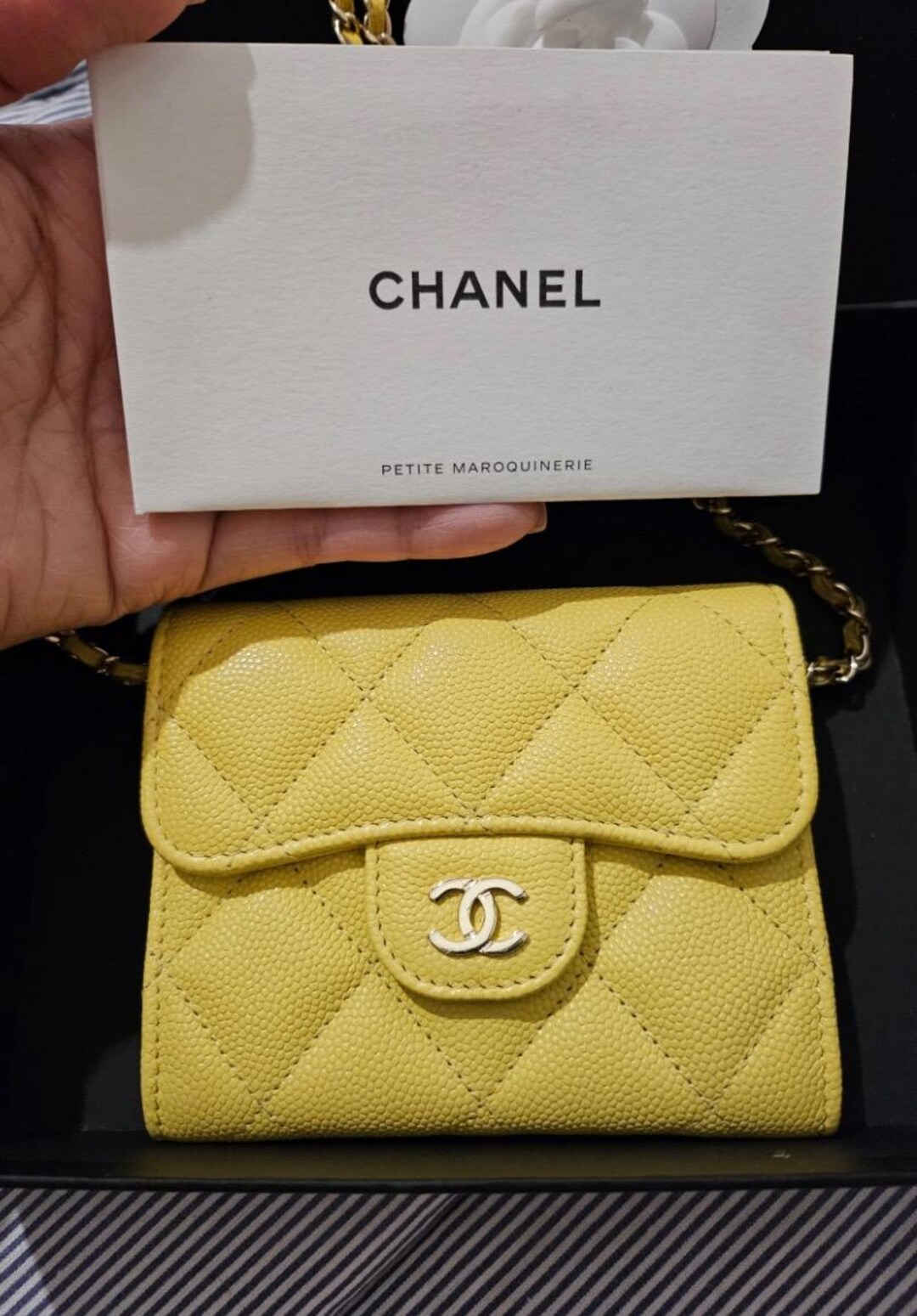 Chanel WOC Wallet on Chain Vintage Yellow Mini Bag Cardholder on Chain ...