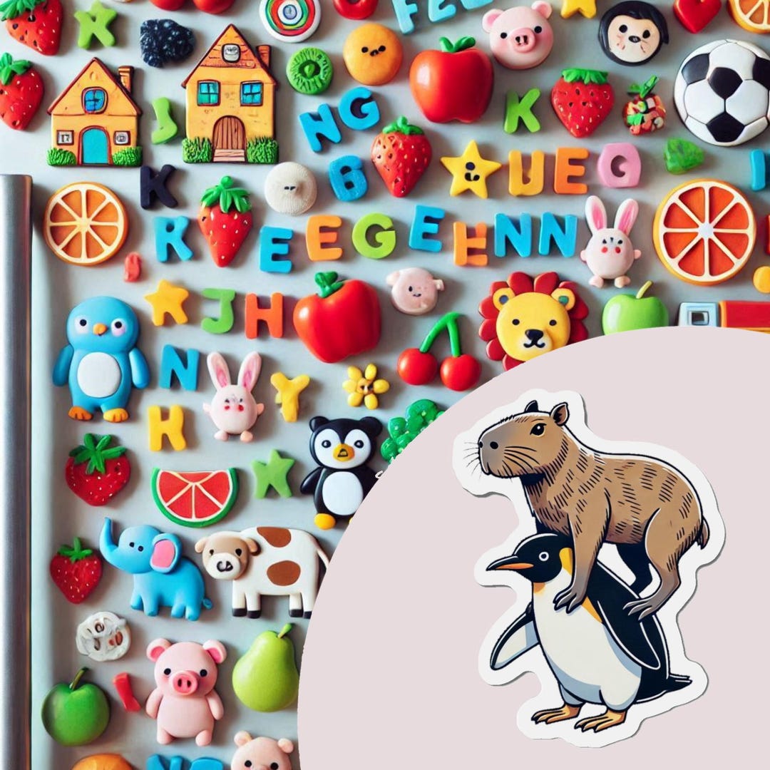 Adorable Capybara Magnets Penguin Magnet Capybara Riding a Penguin ...