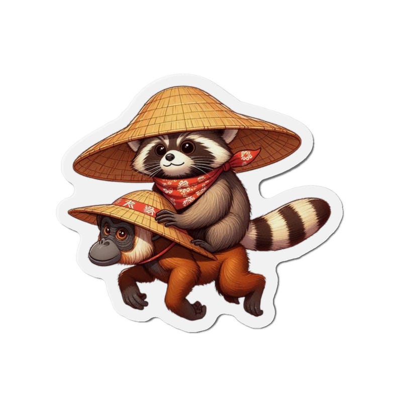 Japanese Style Racoon Magnet Cartoon Racoon Riding Orangutan Gift for ...