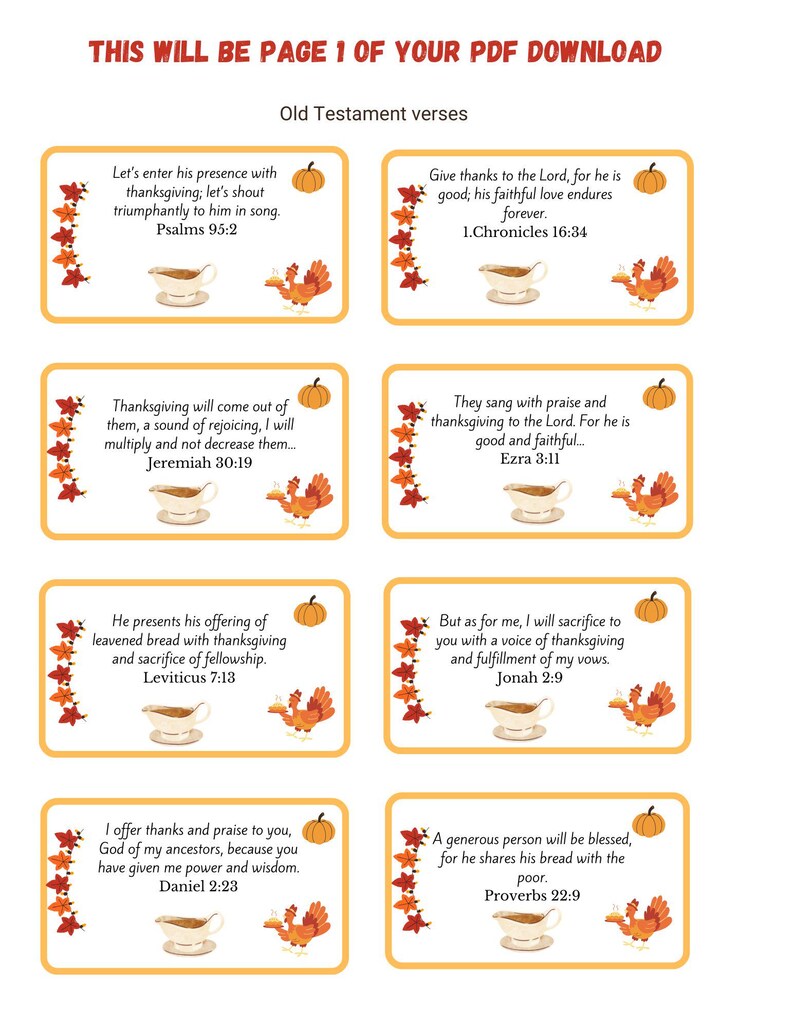 Thanksgiving Printable Bible Verses From Both Old and New Testaments ...