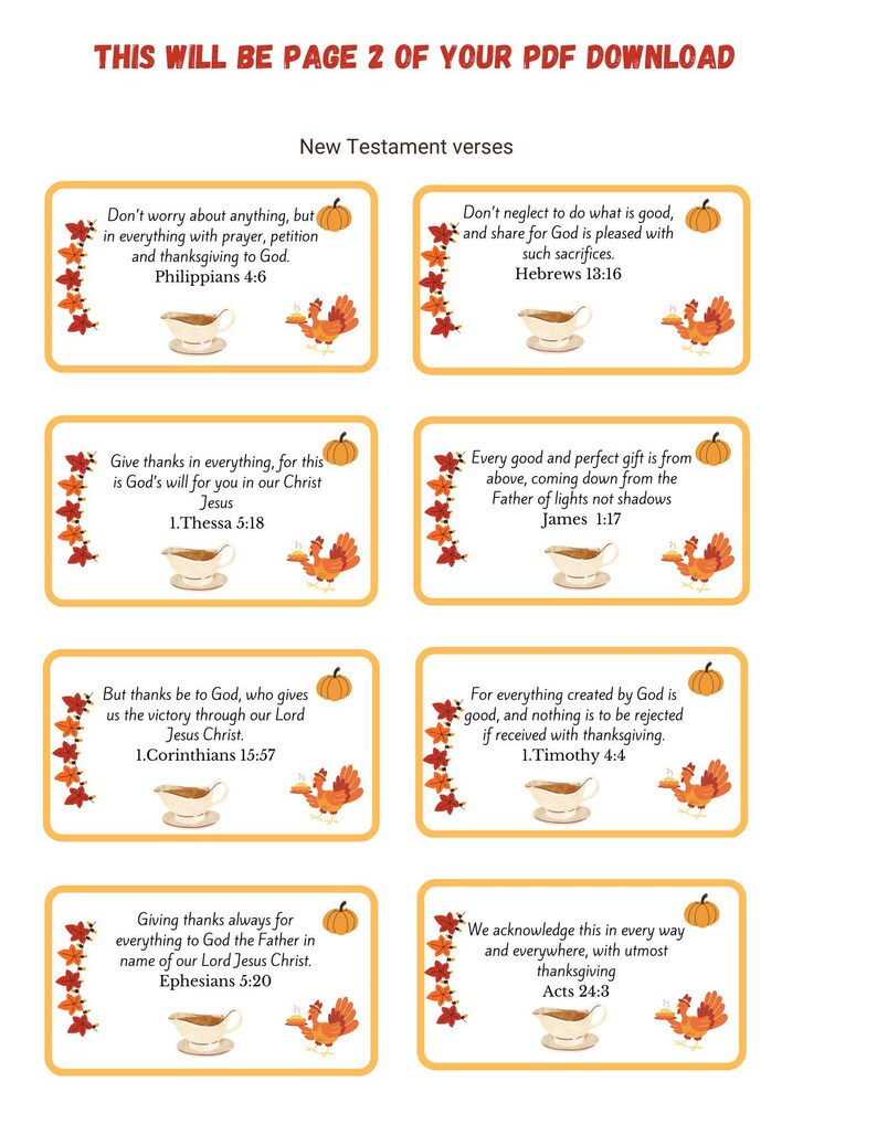 Thanksgiving Printable Bible Verses From Both Old and New Testaments ...