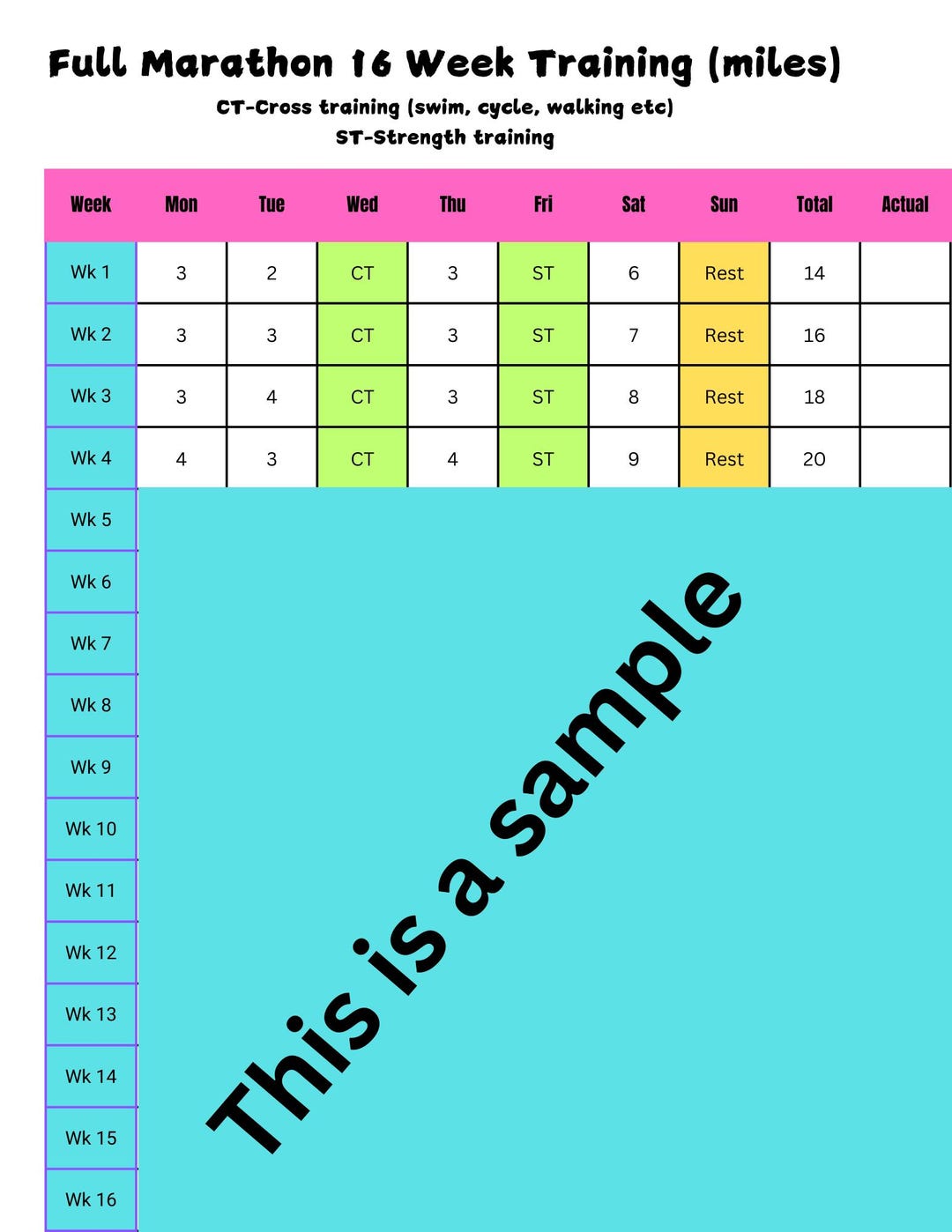 Full Marathon Training for Beginners and Intermediate, 16 Weeks Program ...