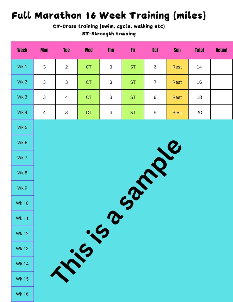 Full Marathon Training for Beginners and Intermediate, 16 Weeks Program ...