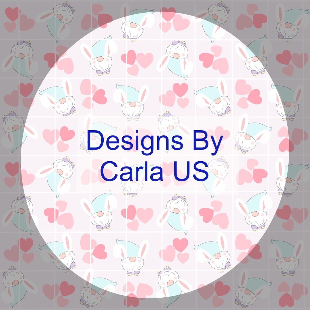 Bunny Gnome With Hearts Digital Download | Seamless Pattern PNG ...