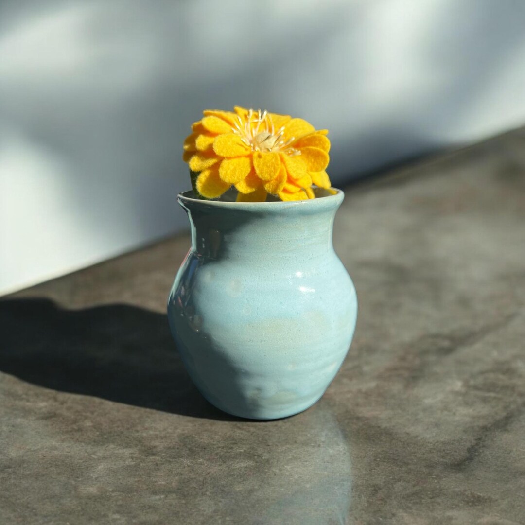Light Blue Rounded Classic Ceramic Vase - Etsy