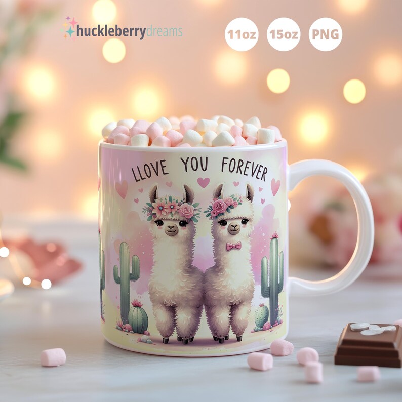Valentine Llama Mug | Valentine Mug Wrap | Llama Mug | Llama ...
