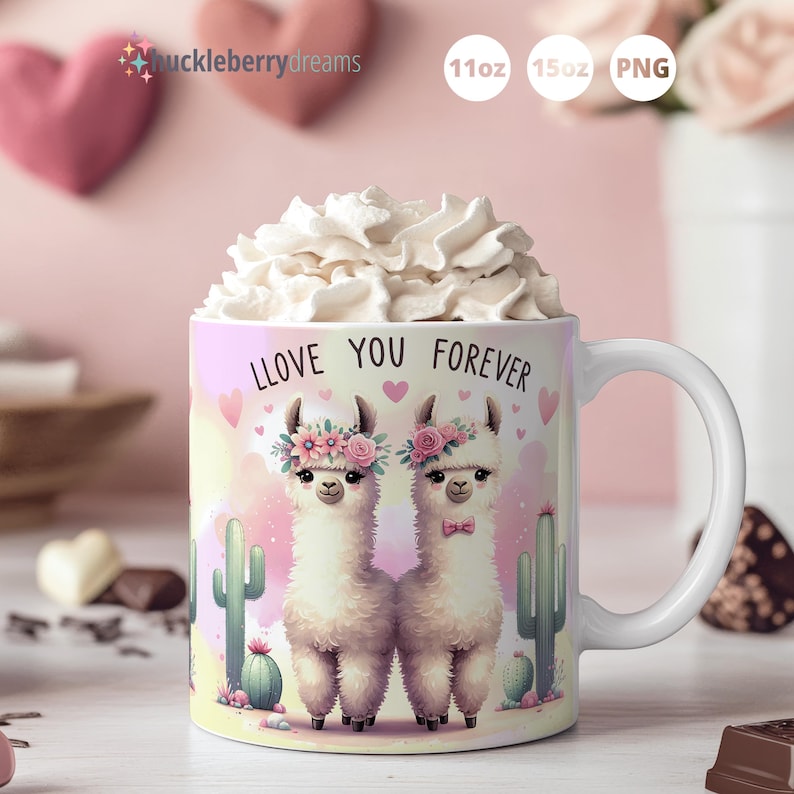Valentine Llama Mug | Valentine Mug Wrap | Llama Mug | Llama ...