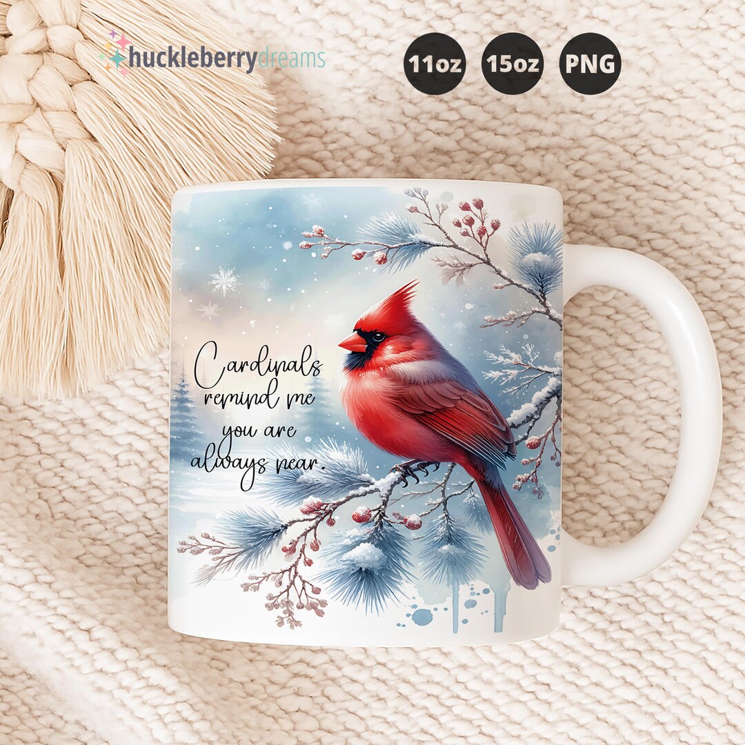 Cardinal Mug Wrap | Memorial Mug Wrap Design | Winter Mug Wrap ...