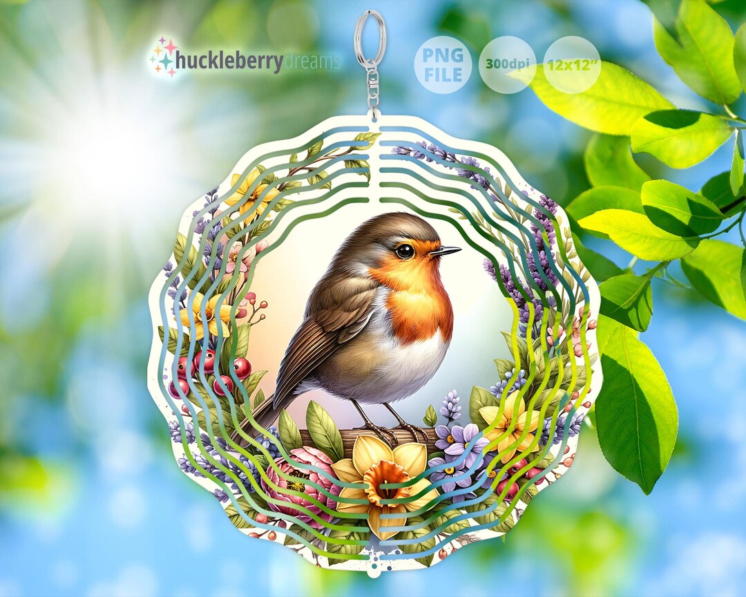 Spring Robin Wind Spinner Sublimation PNG, Spring Bird Digital Download ...