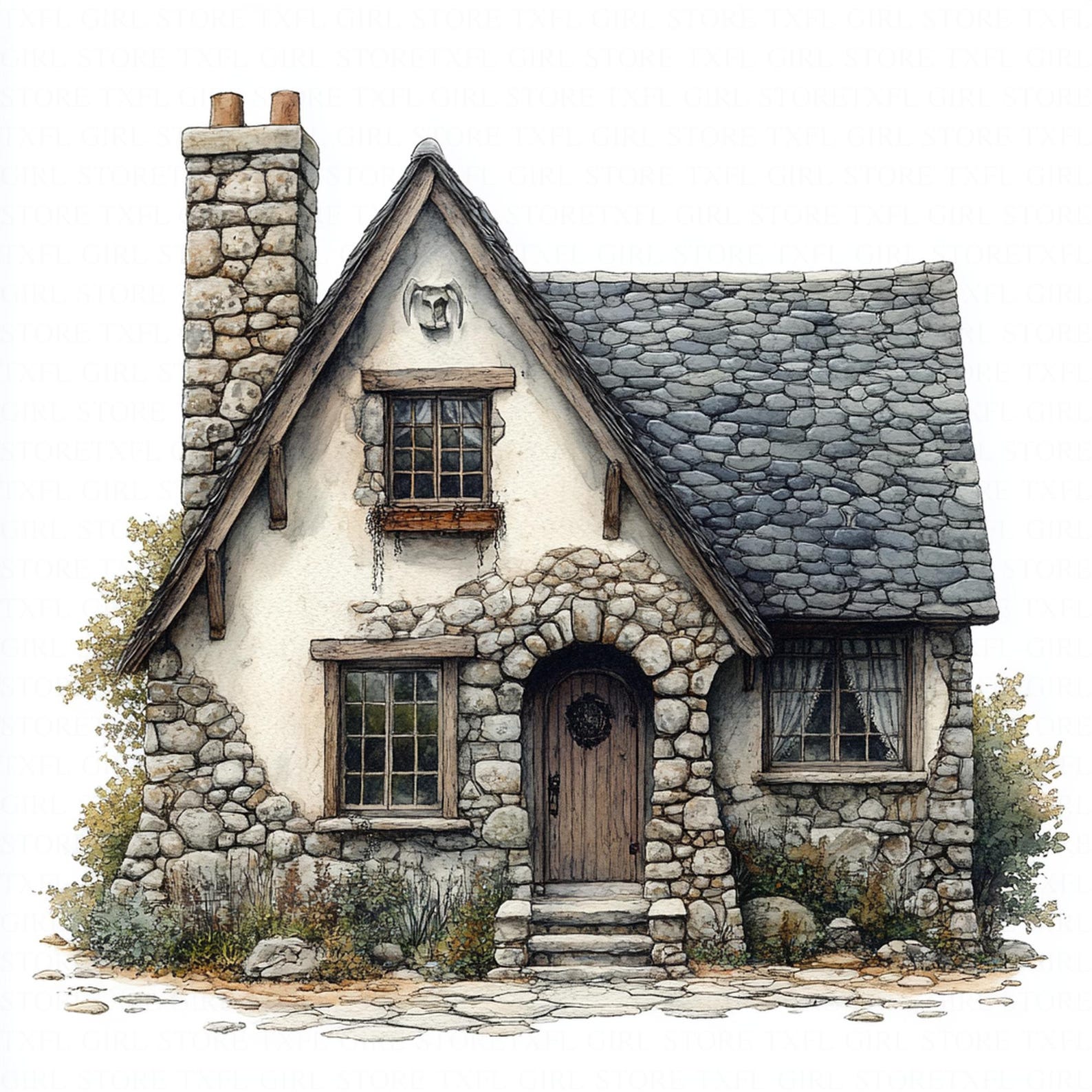 Stone Cottage Clipart 10 High Quality Jpgs Digital Download Clipart ...