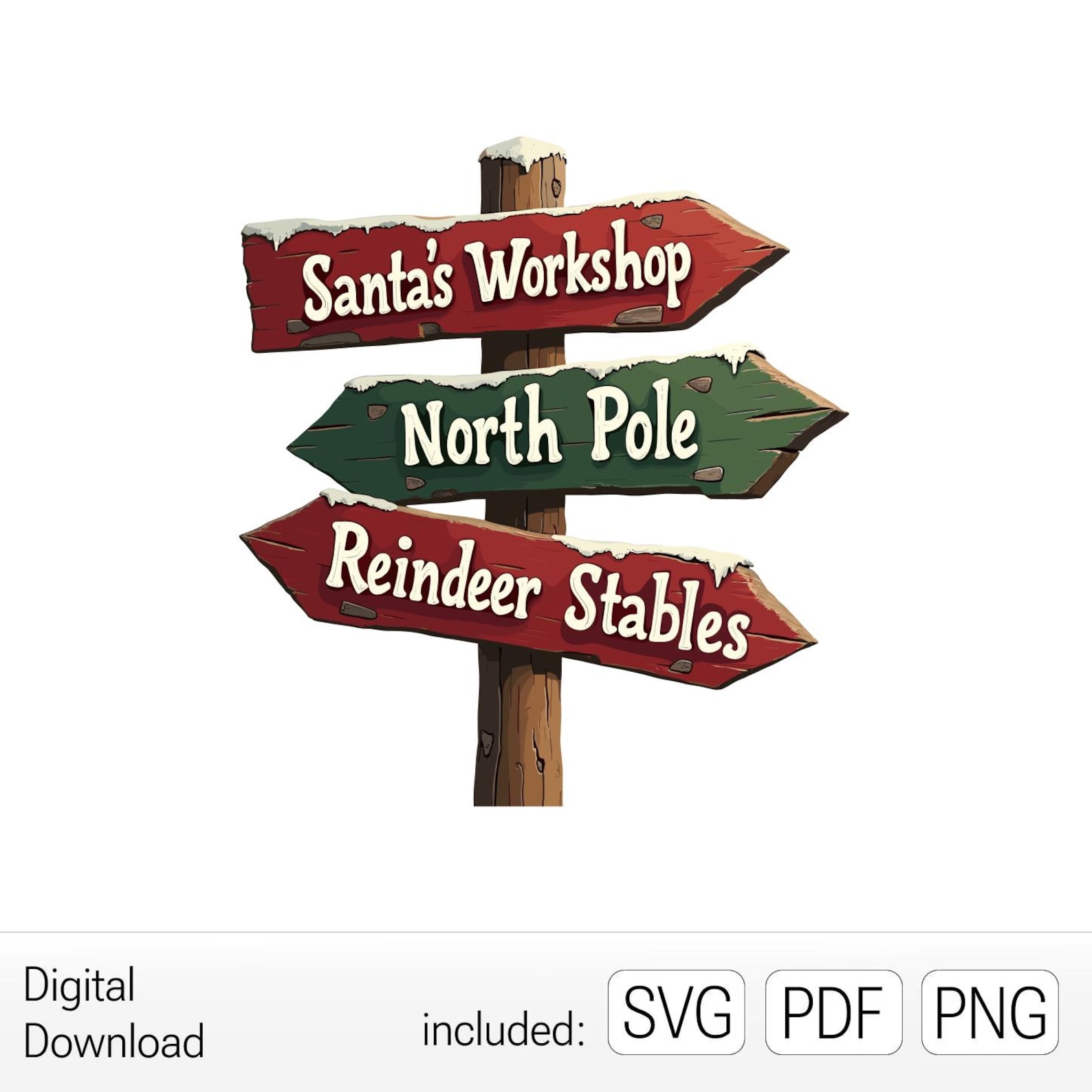 Santas Workshop Sign North Pole Signpost With 'santas Workshop ...