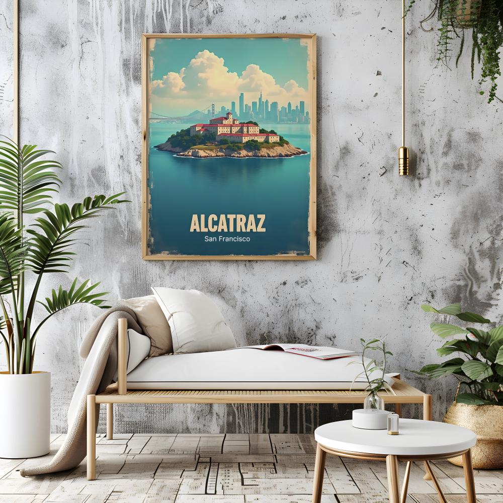 Alcatraz Island Printable Wall Art Poster Nostalgic San Francisco Bay ...