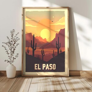 El Paso Printable Wall Art Poster Vintage Sunset Decor With Franklin ...