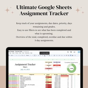 Google Sheets Assignment Tracker: College & University Planner (digital ...