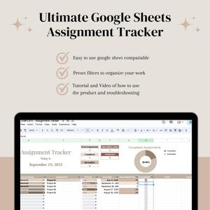 Neutral Assignment Tracker | School Assignment Planner | Google Sheets ...