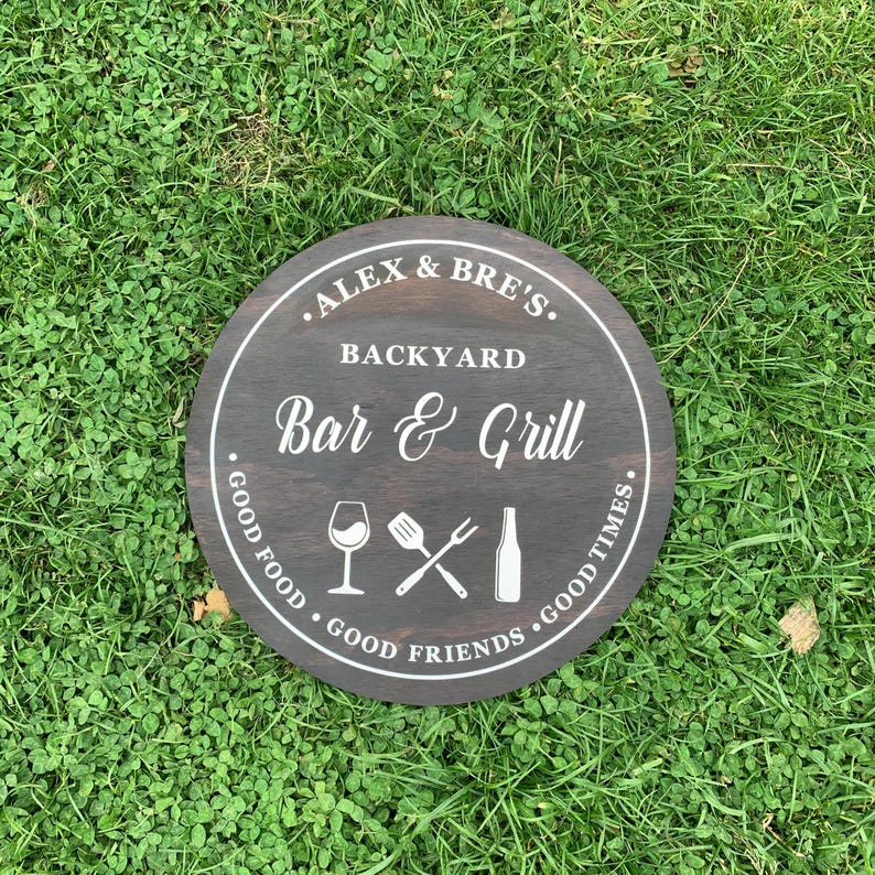 Personalized Backyard Bar & Grill Sign: Outdoor Patio Decor - Etsy