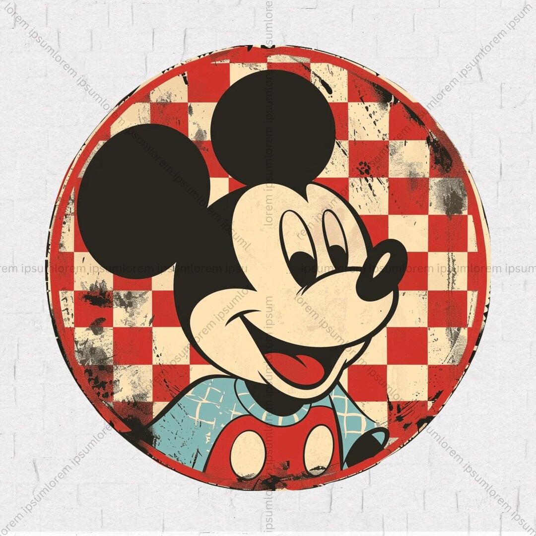 Mickey Checkered Svg , Cute Retro Mickey Png , Pocket Retro Checkered ...