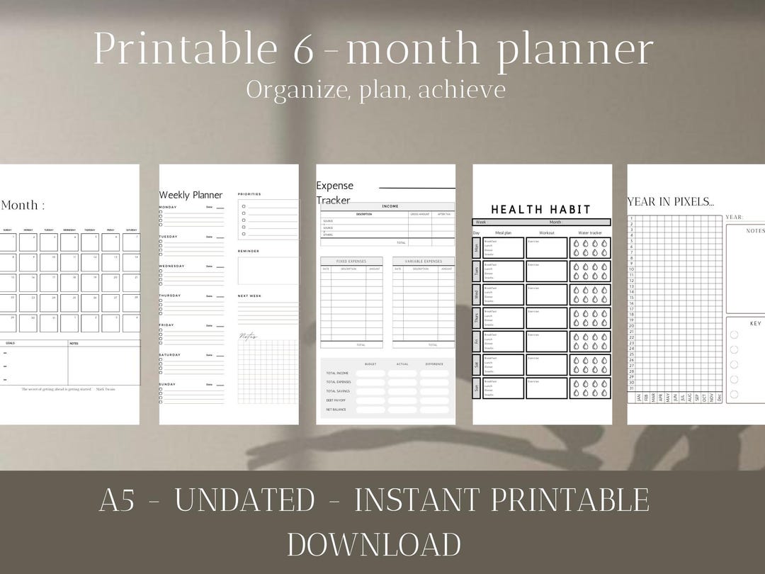 6-month Planner for Time, Budget, & Wellness - Etsy