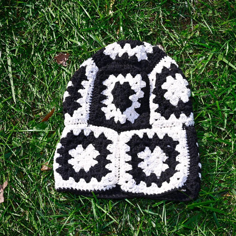 Crochet Granny Square Black & White Balaclava (MOSS Item #26) - Etsy