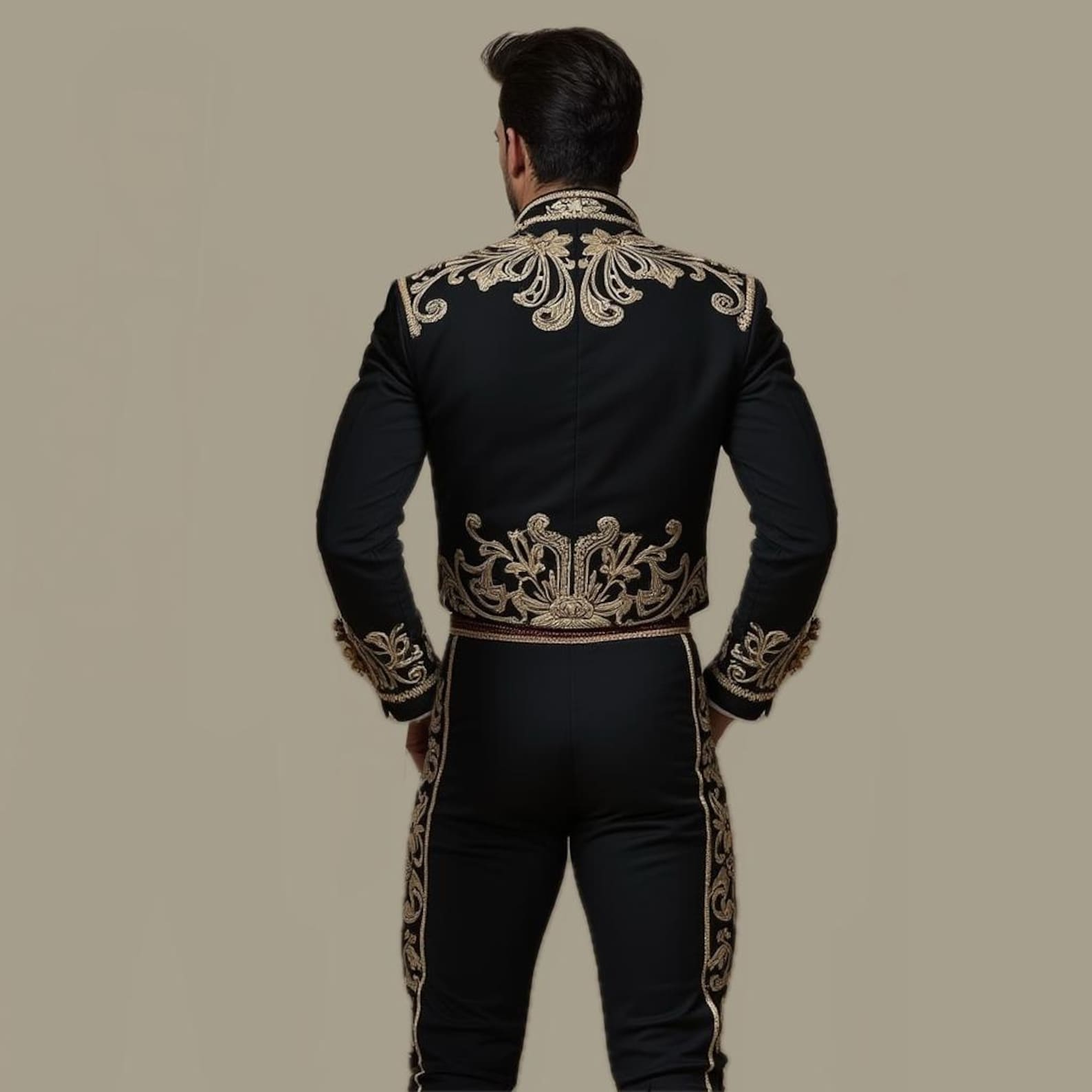 Men's Embroidered Matador Jacket: Custom Black Cotton Bullfighter Coat ...