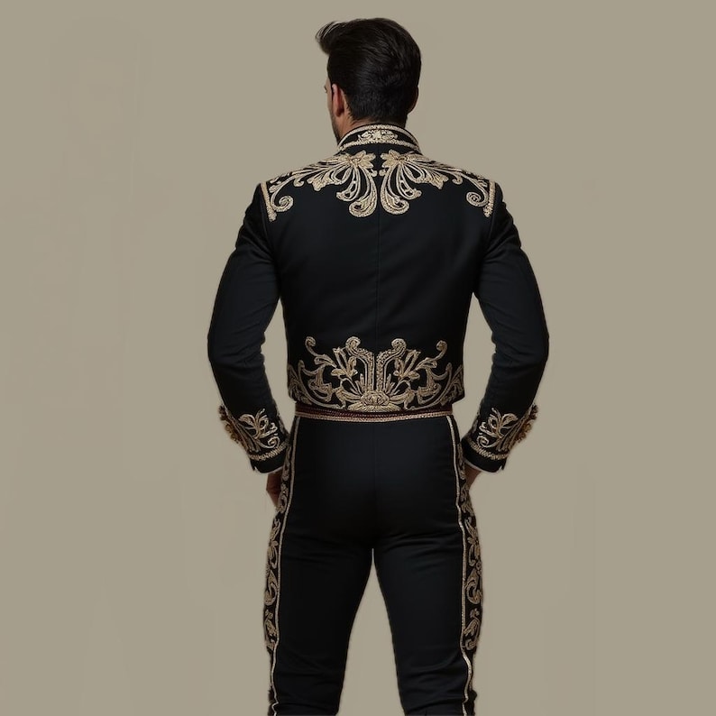 Men's Embroidered Matador Jacket: Custom Black Cotton Bullfighter Coat ...