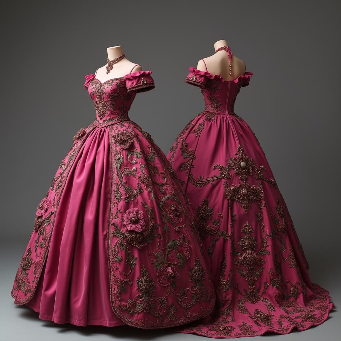 Victorian Pink Satin Ball Gown: Rococo Lace 18th Century Costume - Etsy