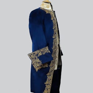 Men's Custom Rococo Costume: Blue Velvet, Gold Embroidered 3-piece Suit ...