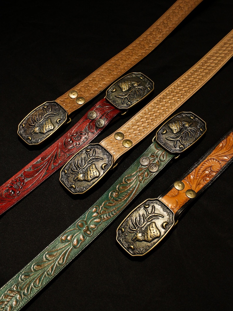 Cowboy Western Floral Leather Belt for Men Rodeo Floral Tooled Full ...