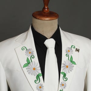 Men's Custom Made 2 Piece White Cotton Wedding Suit Premium Daisy ...
