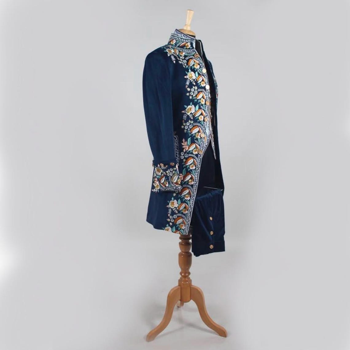 Blue Rococo Costume Men's 18th Century Frock Coat Men's Rococo Coat ...