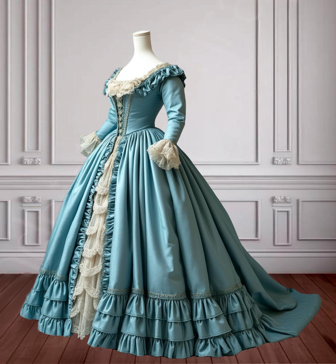 Victorian Blue Ballgown Romantic Princess Evening Gown Baroque Rococo ...