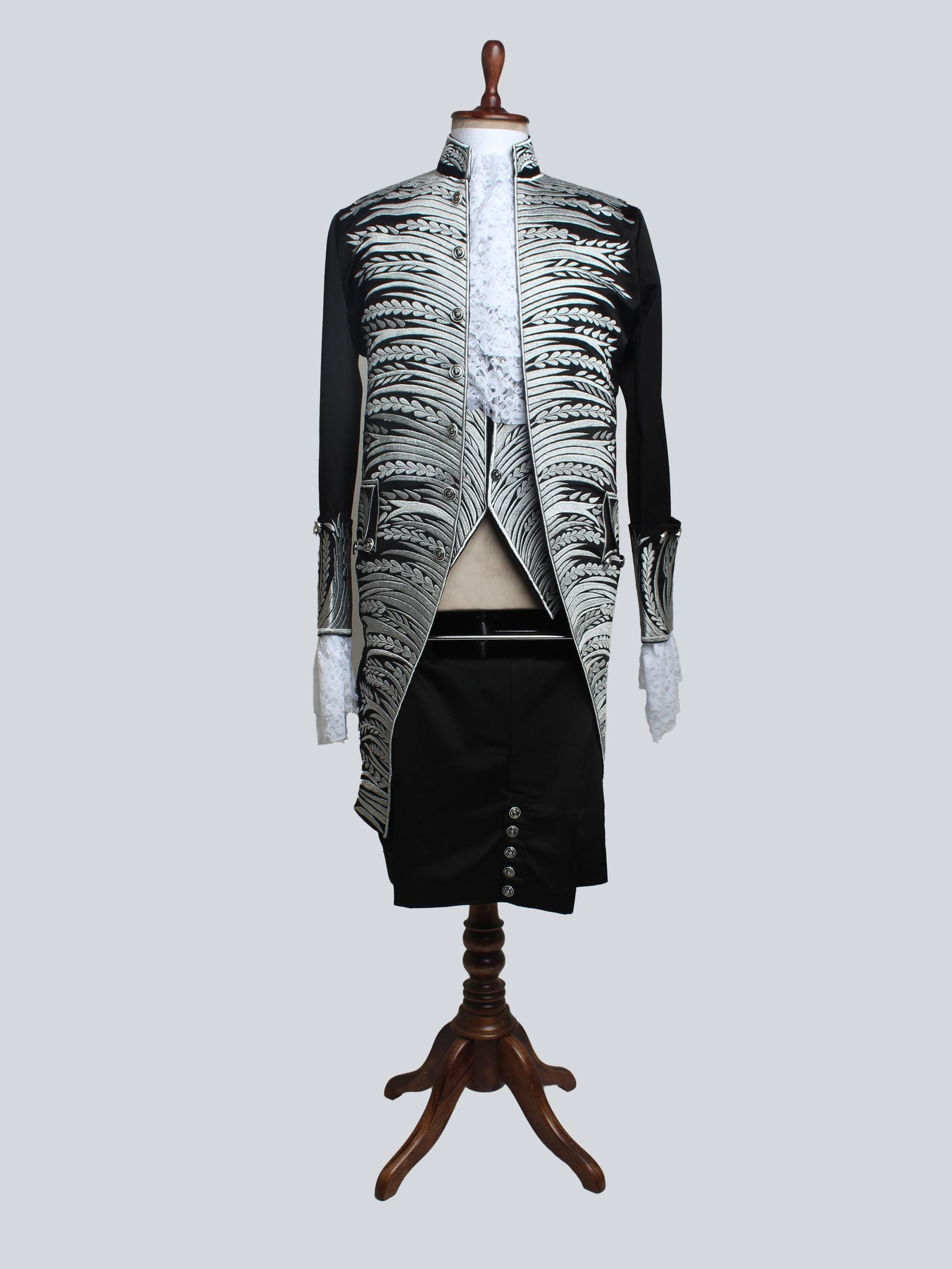 Men's Custom Made 3 Piece Set Black Satin Rococo Suit Victorian Style ...