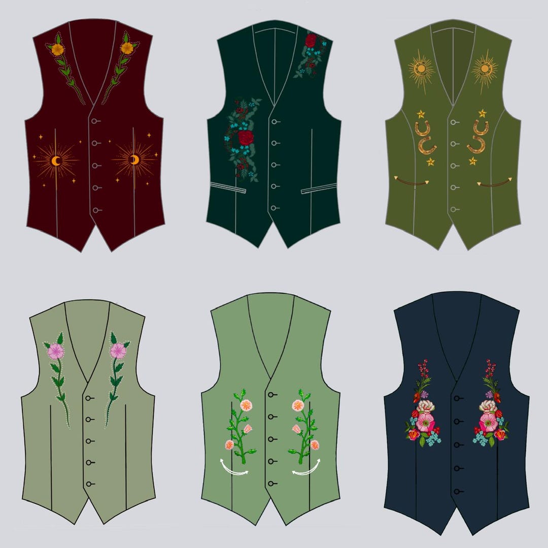 Custom Embroidered Western Vest: Cosmic Cowboy Wedding Attire - Etsy