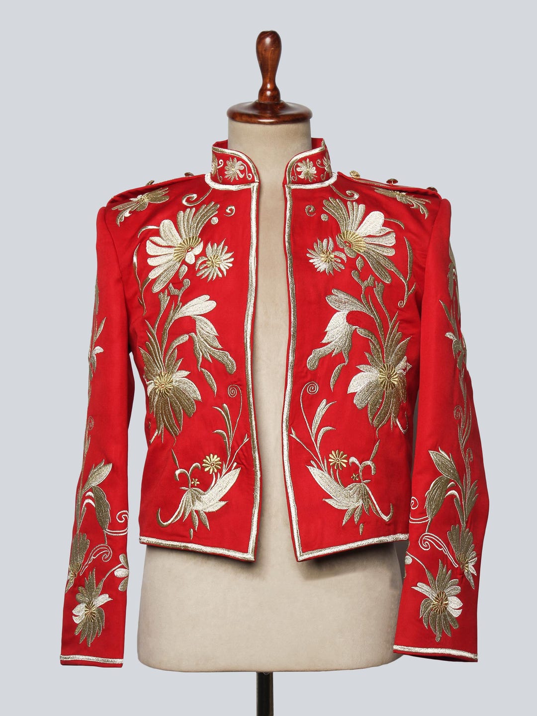 Men's Red Embroidered Matador Jacket: Golden Silk Bullfighter Coat - Etsy