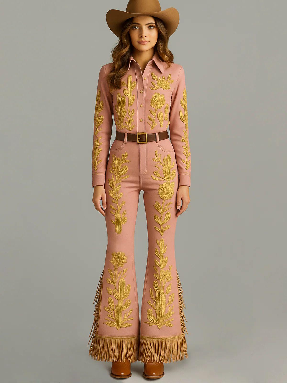 Peach Cowgirl Outfit: Vintage-inspired Western Rodeo Suit With Fringe ...