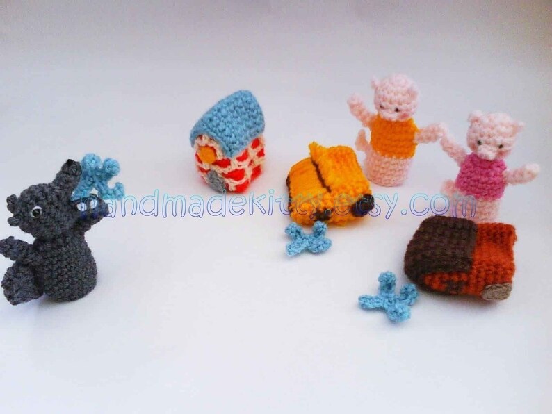 Three Little Pigs Fairy Tale Finger Puppets Amigurumi PDF - Etsy Australia
