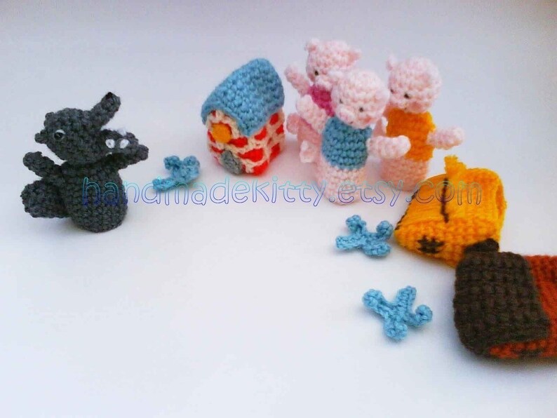 Three Little Pigs Fairy Tale Finger Puppets Amigurumi PDF - Etsy Australia