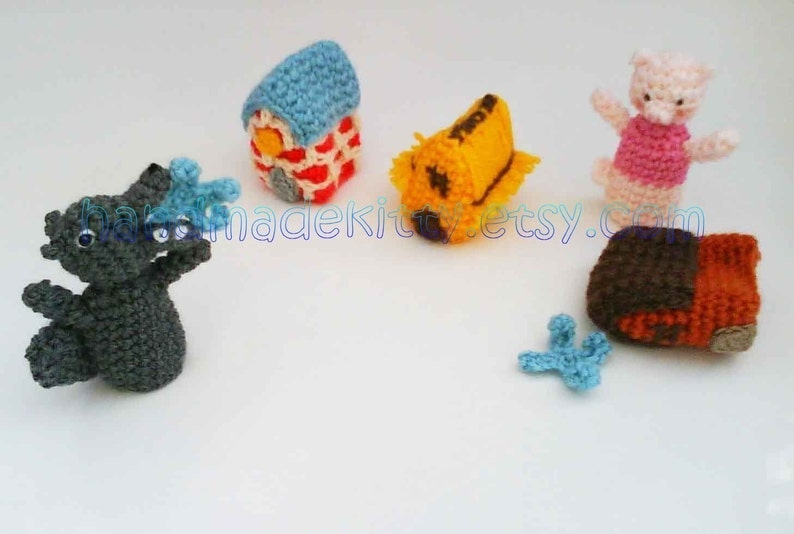 Three Little Pigs Fairy Tale Finger Puppets Amigurumi PDF - Etsy Australia