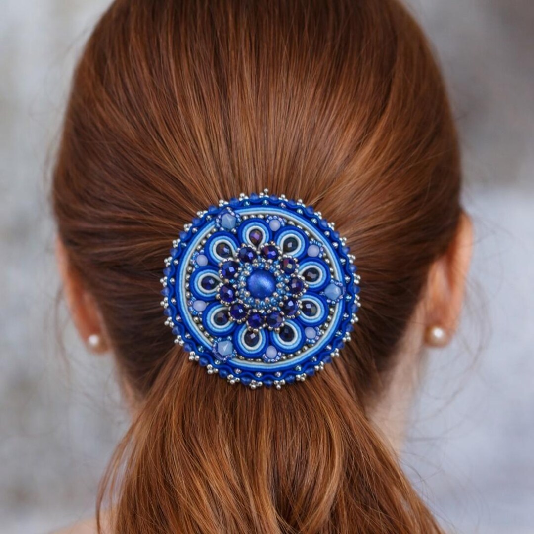 Handmade Soutache Mandala Hair Elastic Tie: Art Deco Hair Jewelry With ...